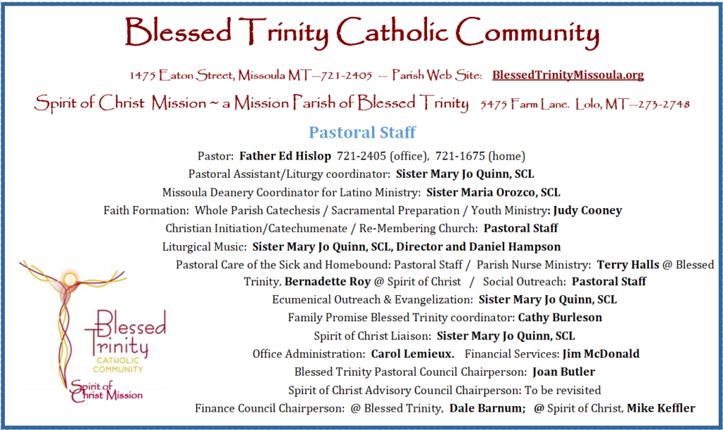 Pastoral Staff | Blessed Trinity Missoula and Spirit of Christ Mission Lolo